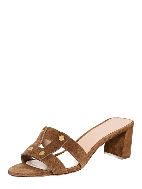 Veronica Beard Via Suede Block Heel Sandals - Chestnut