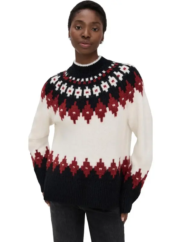 PISTOLA Astrid Fair Isle Sweater - White Oxblood Fair Isle