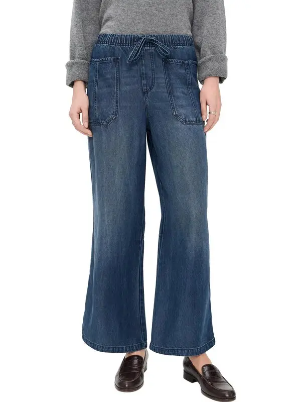 Splendid Lounge Denim Straight Pants - Dark Rinse