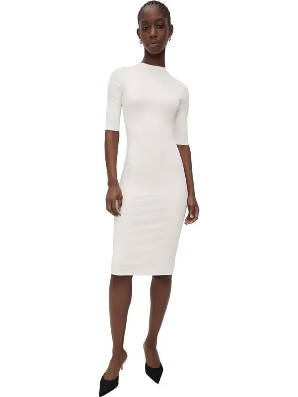 Alice + Olivia Delora Fitted Mock Neck Dress - Off White