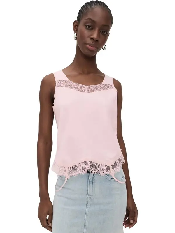 MAISON MARGIELA Lace-trimmed Chevron Tank - Pink
