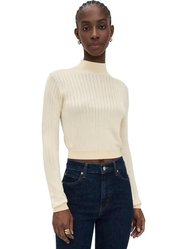 FRAME Crop Fitted Turtleneck - Butter