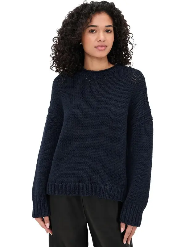 LA LIGNE Chunky Knit Crewneck Sweater - Navy