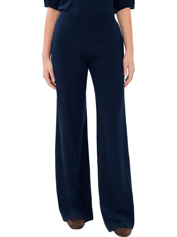 Sprwmn Cashmere Wide Leg Pants - Navy