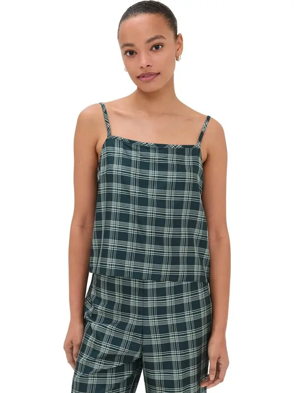 Theory Sleeveless Plaid Top - Navy Multi