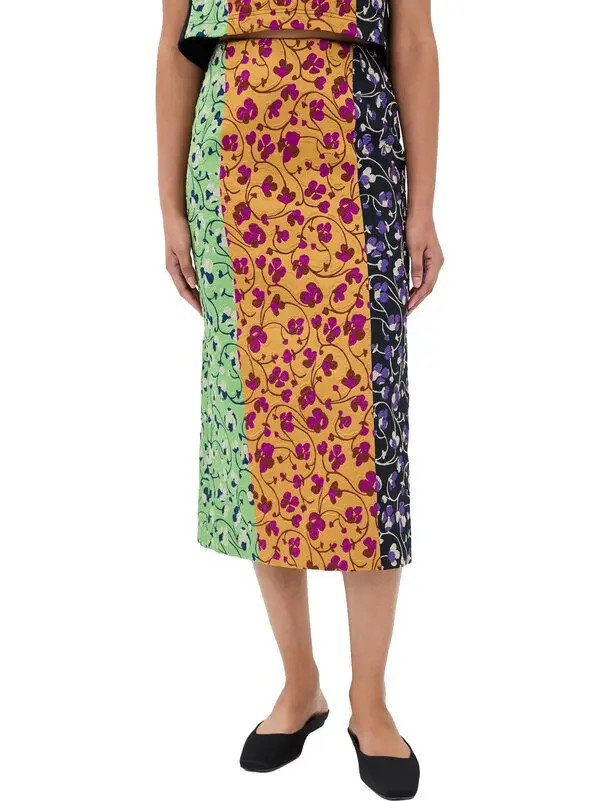La DoubleJ Floral Jacquard Pencil Skirt - Honeysuckle Tricolor Jacquard