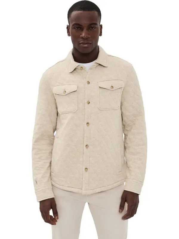 Polo Ralph Lauren Quilted Double Knit Jersey Shirt Jacket - Expedition Dune Heather