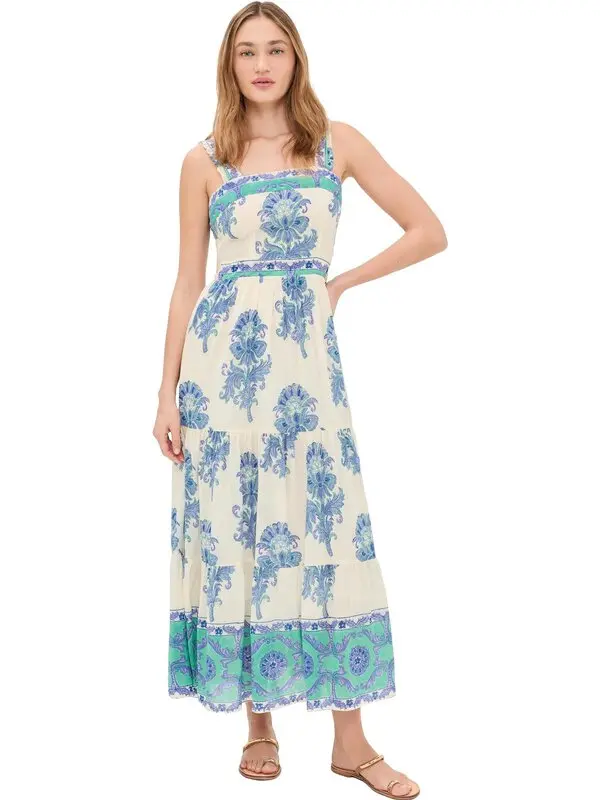 Bell Ophelia Maxi Dress - Turquoise And Blue Motif