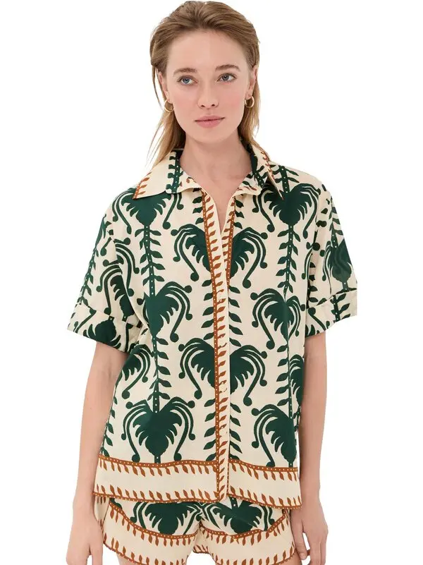 Johanna Ortiz Salty Promises Printed Shirt - Ecru/green