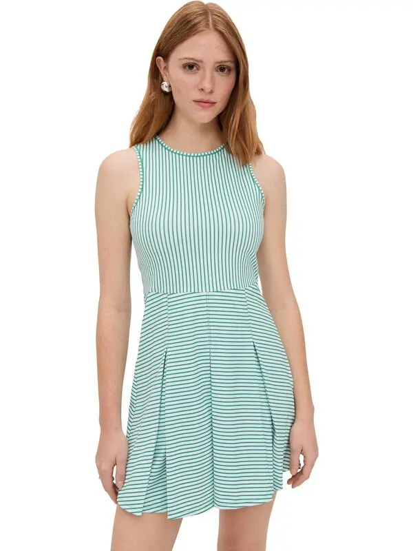 Addison Bay Racquet Dress - Super White/palm Stripe
