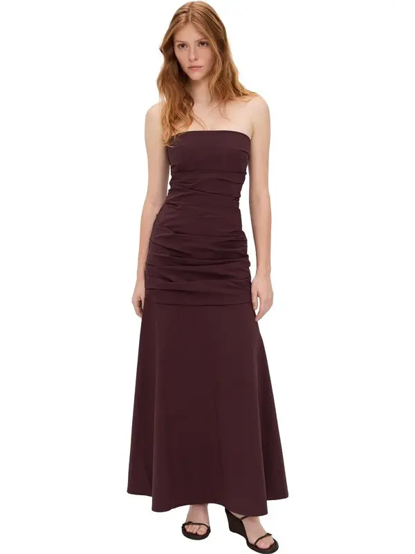ST. AGNI Gathered Strapless Longline Dress - Liqueur