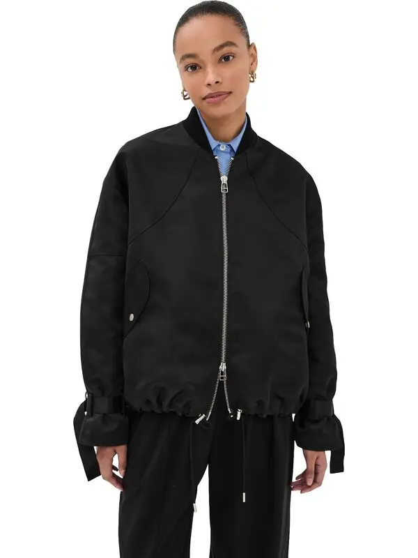 Co Satin Bomber Jacket - Black
