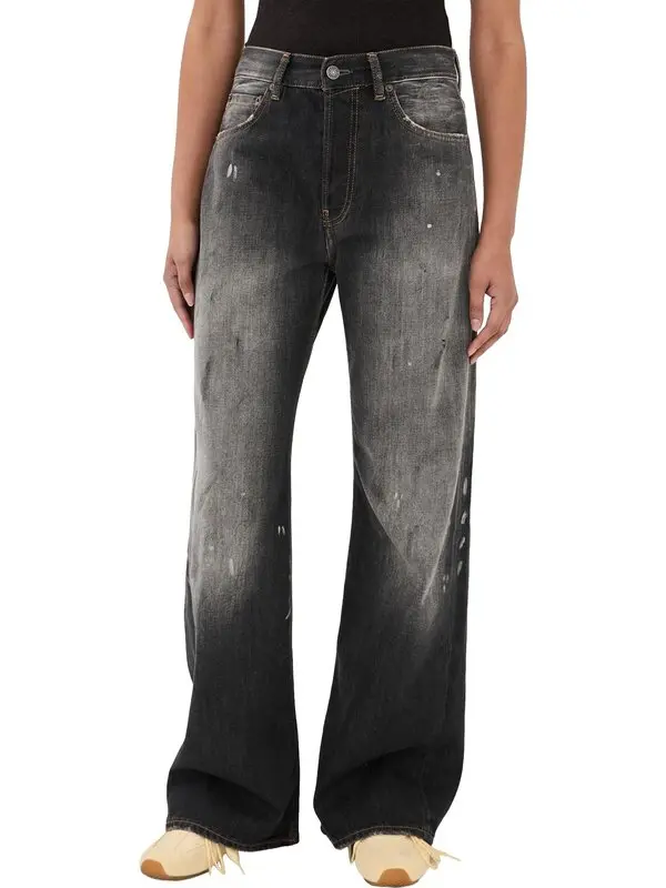 Acne Studios Distressed Paint Splatter Print Jeans - Black