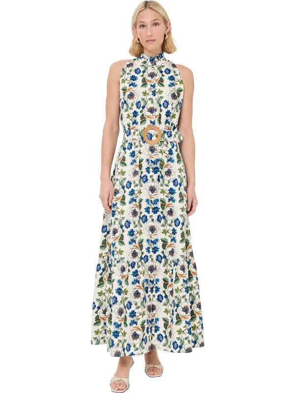 Borgo De Nor Biba Cotton Maxi Dress - Vine Flower Off White