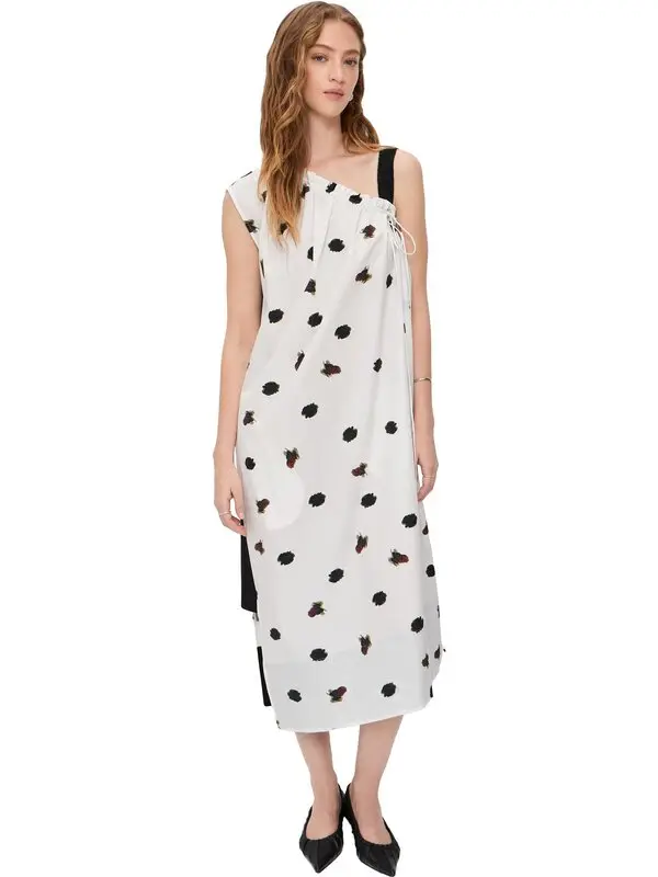 LEE MATHEWS Leila Polka-dot Print Dress - Natural