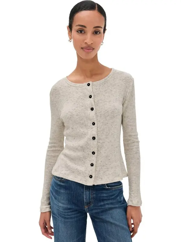 ASKK NY Ribbed Knit Cardigan - Heather