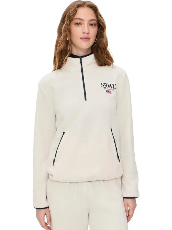 SPORTY & RICH Nautical Polar Quarter Zip - Ecru