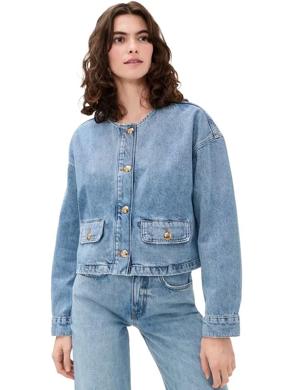 ANINE BING Blanche Denim Jacket - Caspian Blue