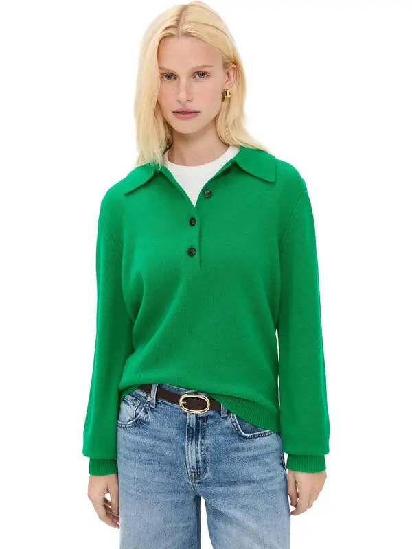 Sold Out NYC Cashmere Blend Polo Sweater - Jade