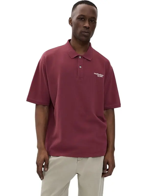 Acne Studios Egnes Worn Polo - Maroon Red