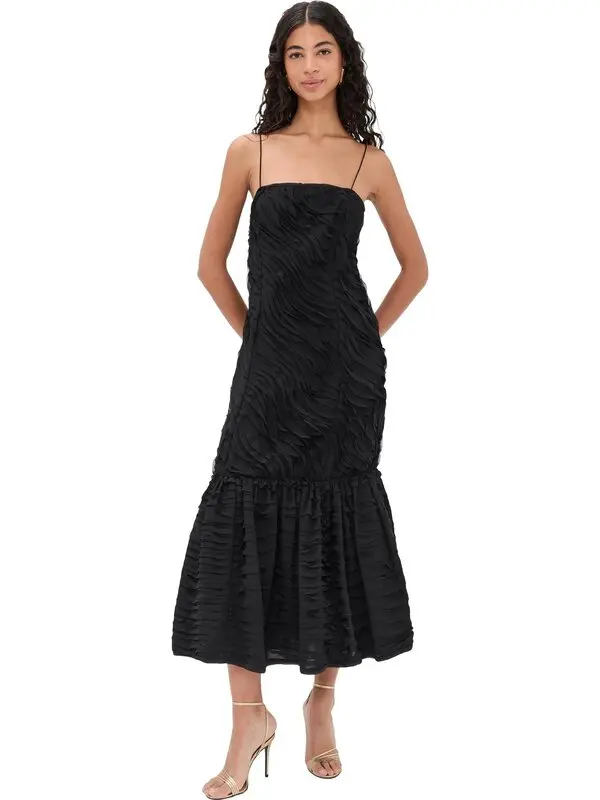 Ulla Johnson Augustina Ruffle Midi Dress - Noir