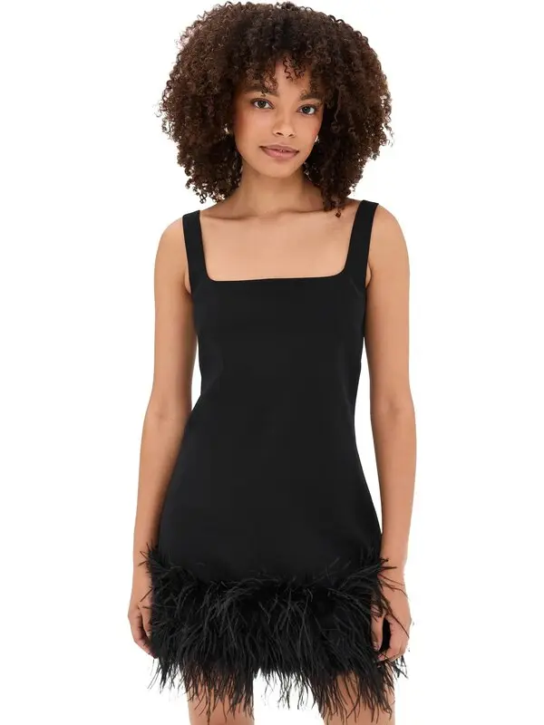 Tanya Taylor Barton Feather Mini Dress - Black