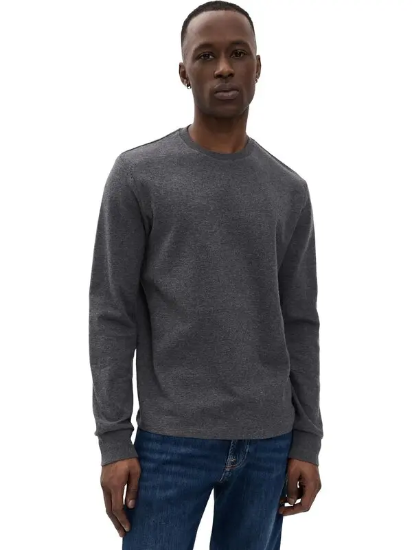 FRAME Duo Fold Long Sleeve Crew Tee - Grey Melange
