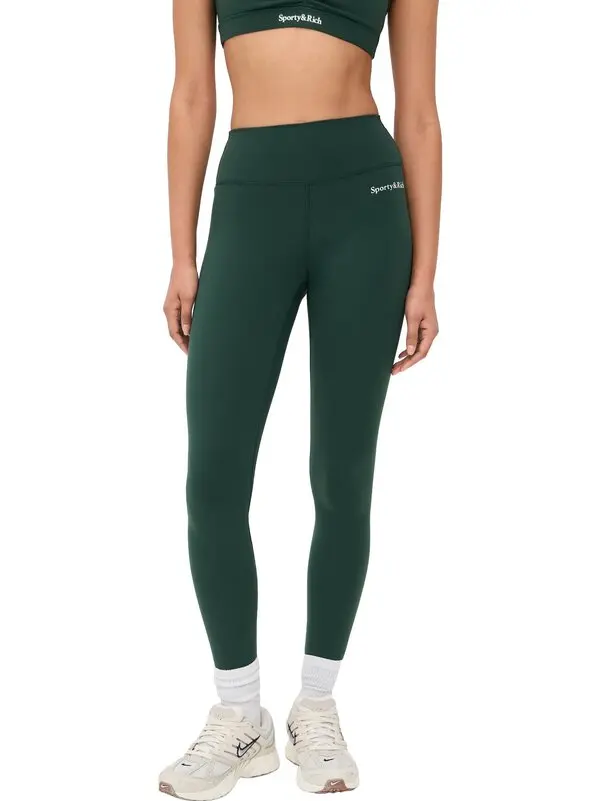 SPORTY & RICH Serif Logo Leggings - Forest