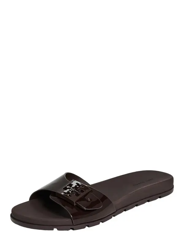 Tory Burch Buckle Slides - Dark Cocoa