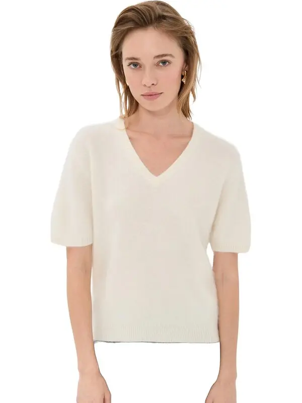 LISA YANG Lovisa Cashmere T-shirt - Cream Brushed