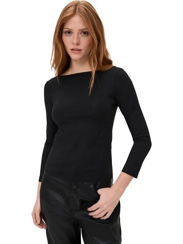 ST. AGNI Soft Jersey Ballerina Top - Jet Black