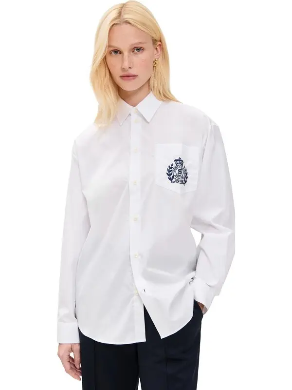 SPORTY & RICH Ny Crest Oversized Shirt - White