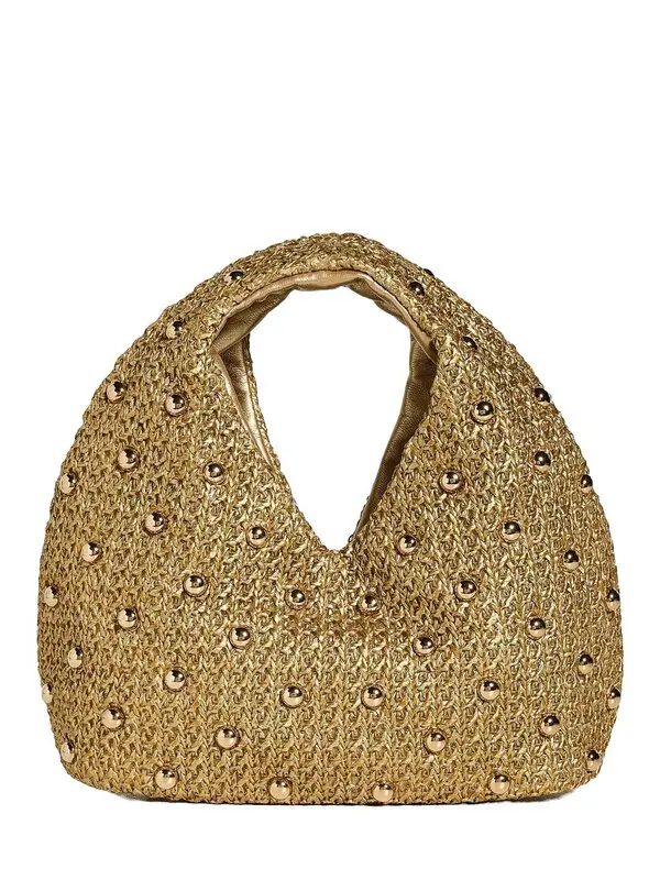 Dolce Vita Studded Raffia Bag - Gold