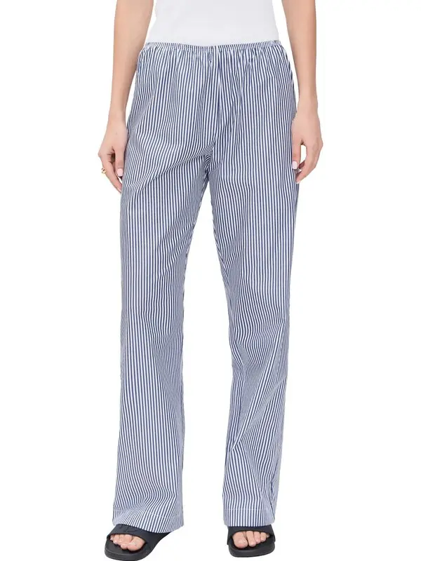 Donni. Striped Poplin Pants - Navy Stripe