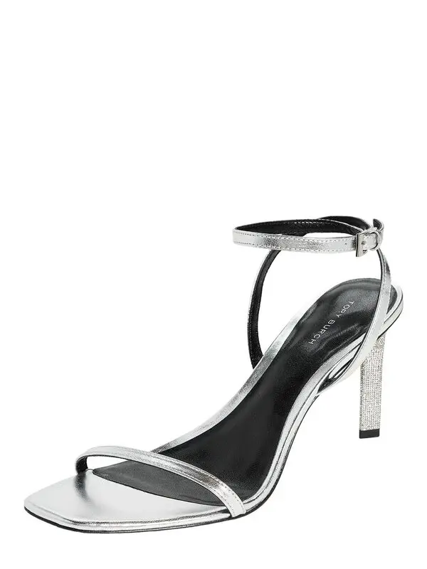 Tory Burch Pave Heeled Sandals - Silver