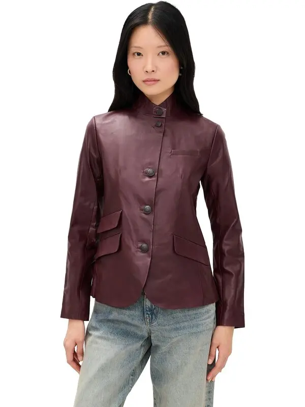 Rag & Bone Slade Leather Blazer - Brgdy