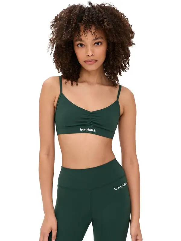 SPORTY & RICH Serif Logo Mini Sports Bra - Forest