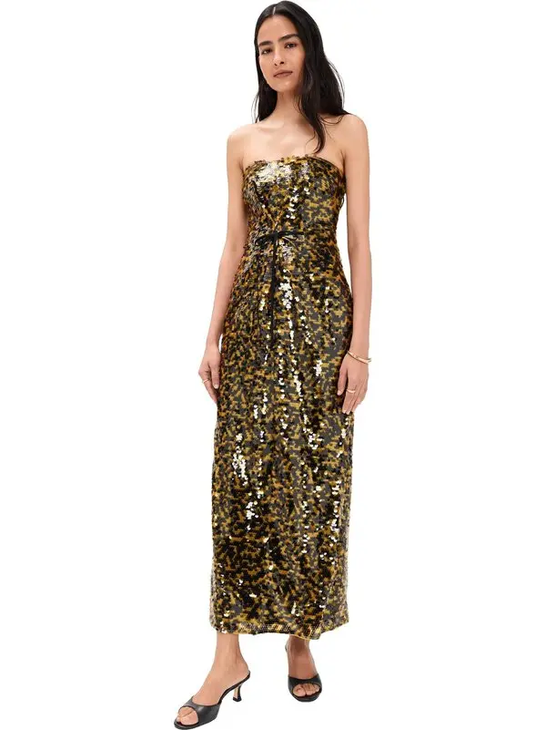 Staud Cece Strapless Maxi Dress - Turmeric/black