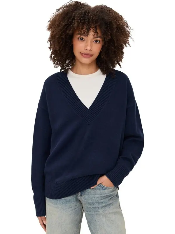 Good American Knit Deep V Sweater - Horizon Ink