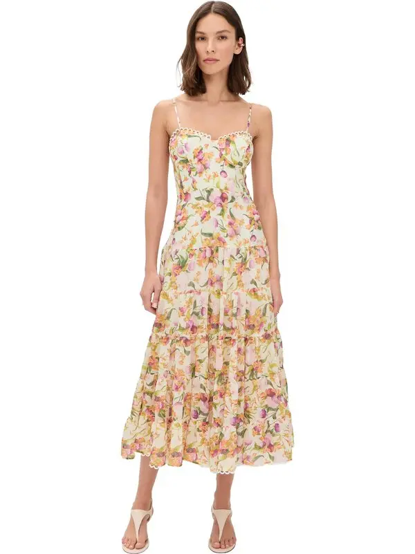Astr The Label Lianna Floral-print Midi Dress - Pink Multi Floral