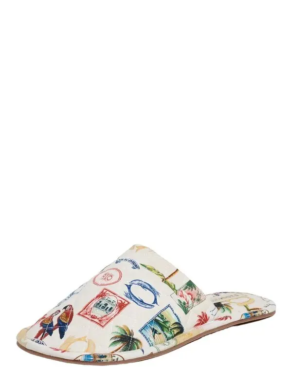 Farm Rio Printed Slippers - Tropical Vintage