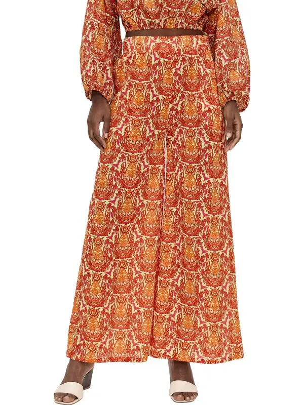 Eywasouls Malibu Fleur-de-lis Print Wide Leg Pants - Amber Mosaic