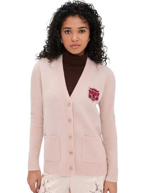 Lingua Franca Bowery Oversized Patch Cardigan - Pale Pink