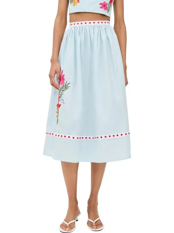 Fanm Mon Krosno Embroidered Skirt - Light Blue