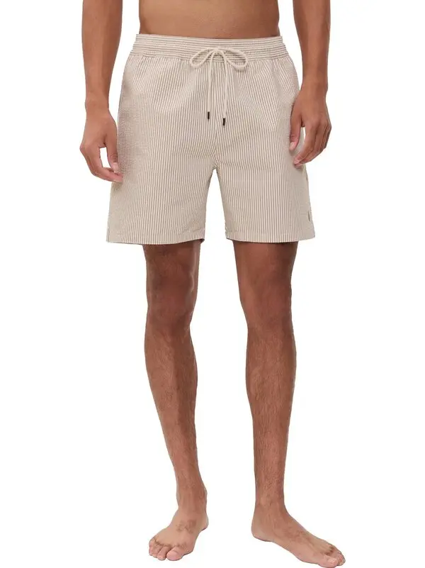 Polo Ralph Lauren Traveler Seersucker Swim Trunks - Coastal Beige Seersucker
