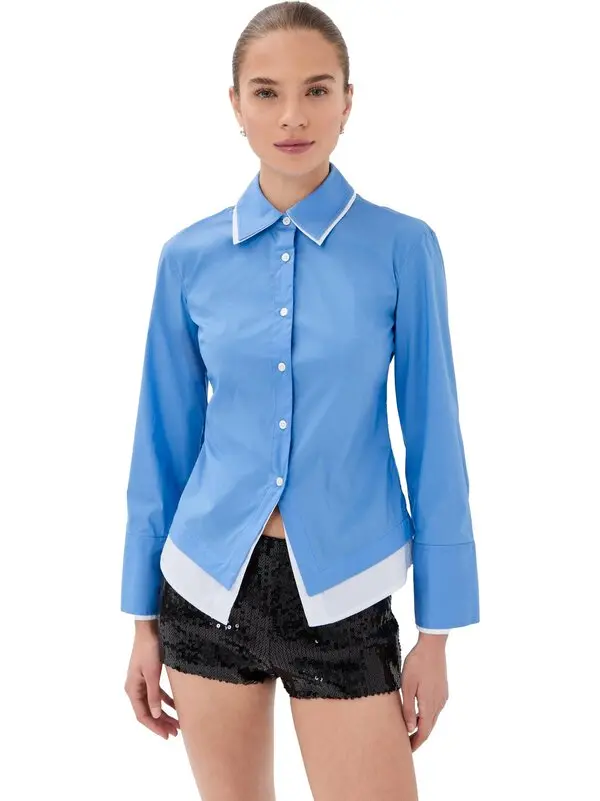 Veronica Beard Bonnie Poplin Shirt - Cadet