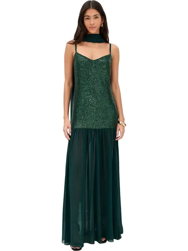 Show Me Your Mumu Dalia Maxi Dress - Emerald Sequins
