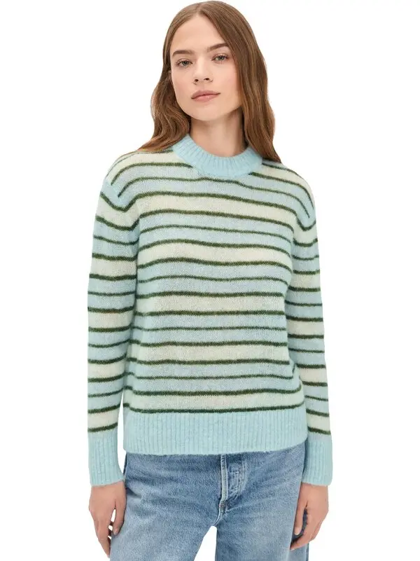 Madewell Oversized Alpaca Pullover Sweater - Aqua Multi Stripe