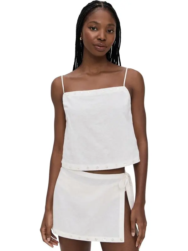 Staud Kirra Linen Tank - Ivory
