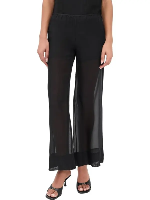 LA LIGNE Sheer Wide Leg Pants - Black